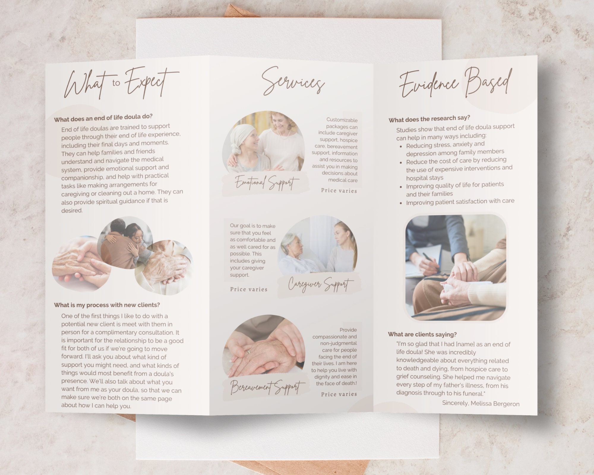End of Life Doula Tri-fold Brochure | Double Sided | Customizable ...