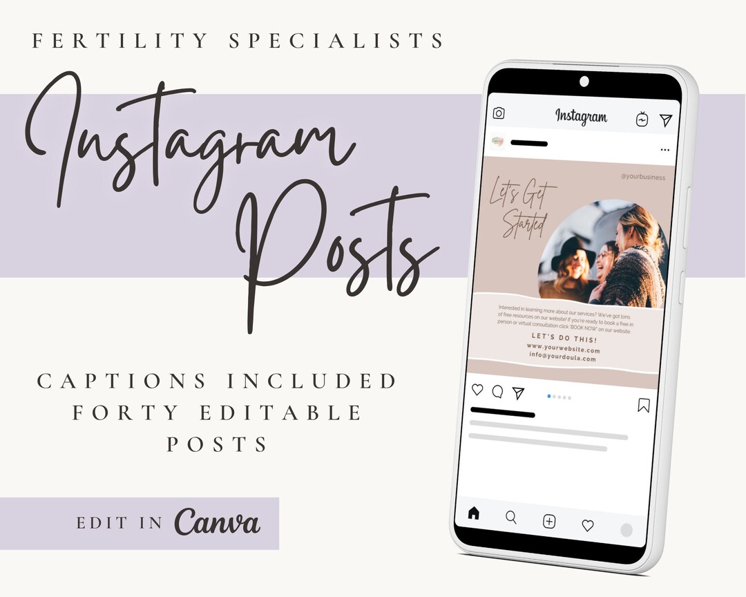 Fertility Specialists 40 Instagram Post Templates | Fertility Doula ...
