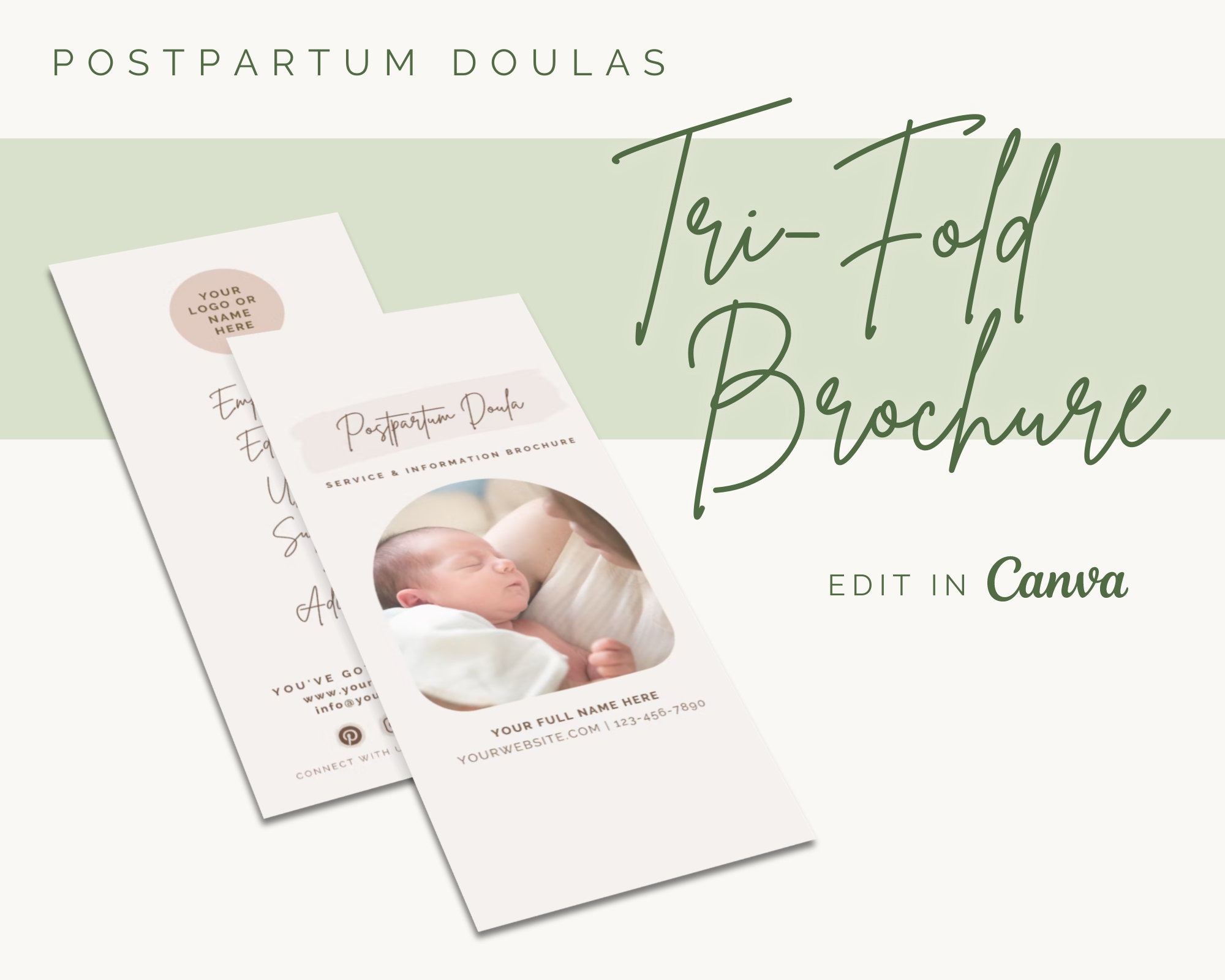 Postpartum Doula Tri-fold Brochure | Double Sided | Customizable ...