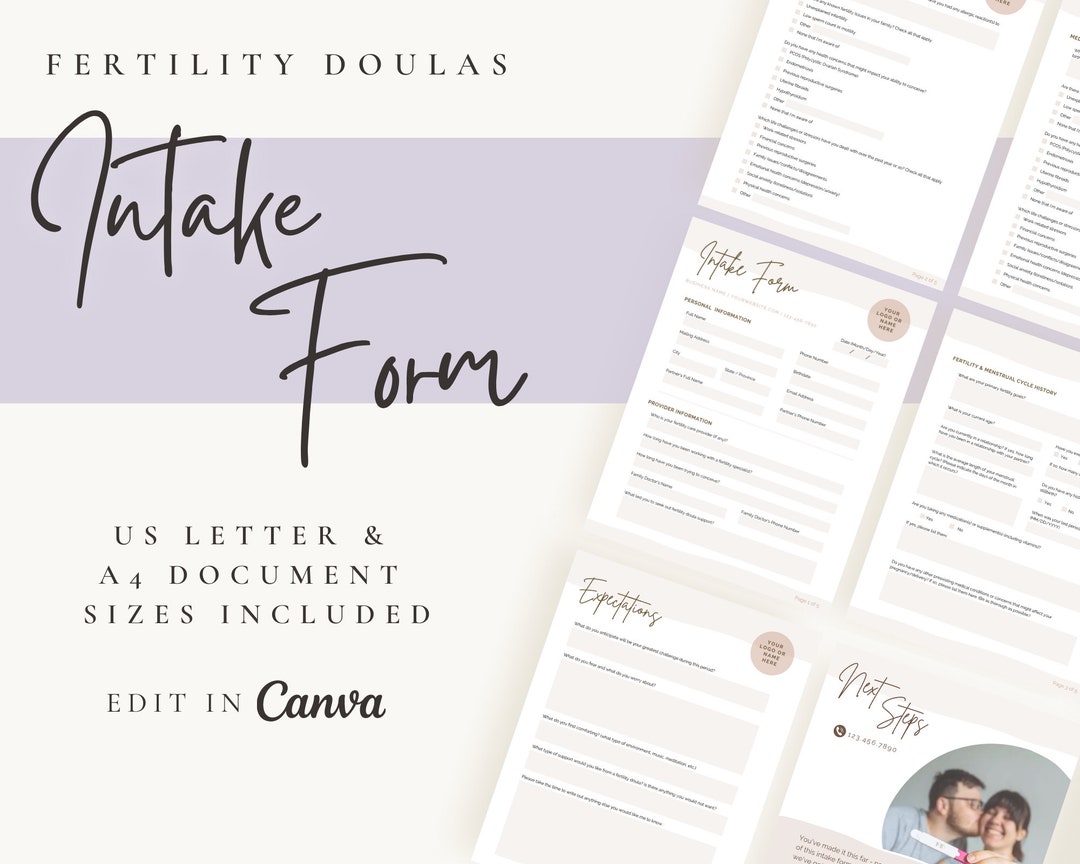 Fertility Doula Intake Form | Fertility Specialist | Customizable ...