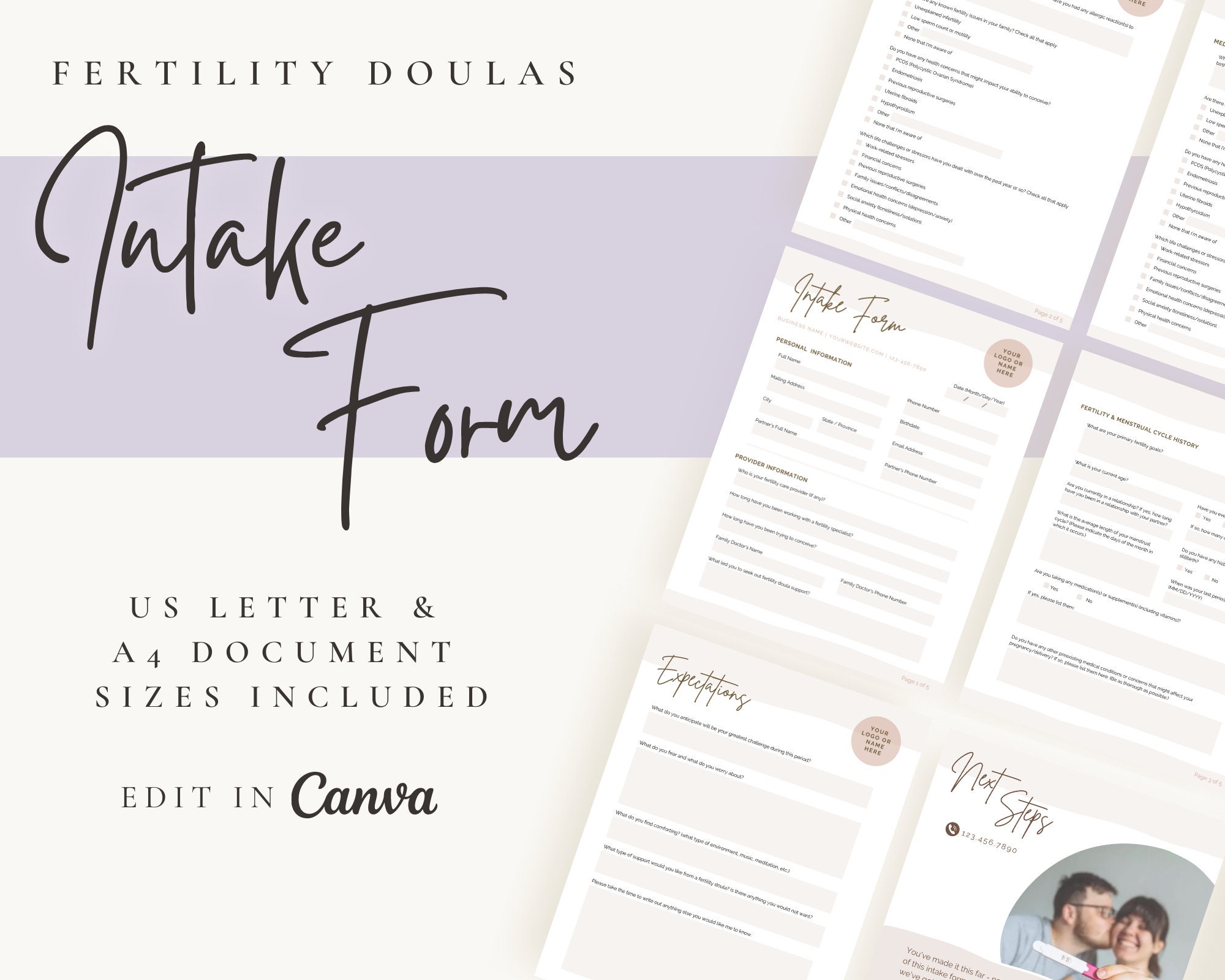 Fertility Doula Intake Form | Fertility Specialist | Customizable ...
