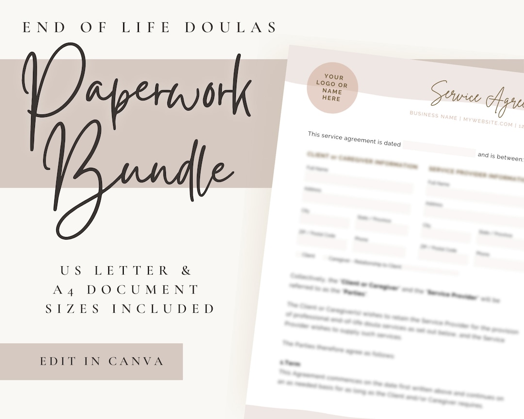 End of Life Doula Contracts and Intake Forms | Invoice and Receipt ...