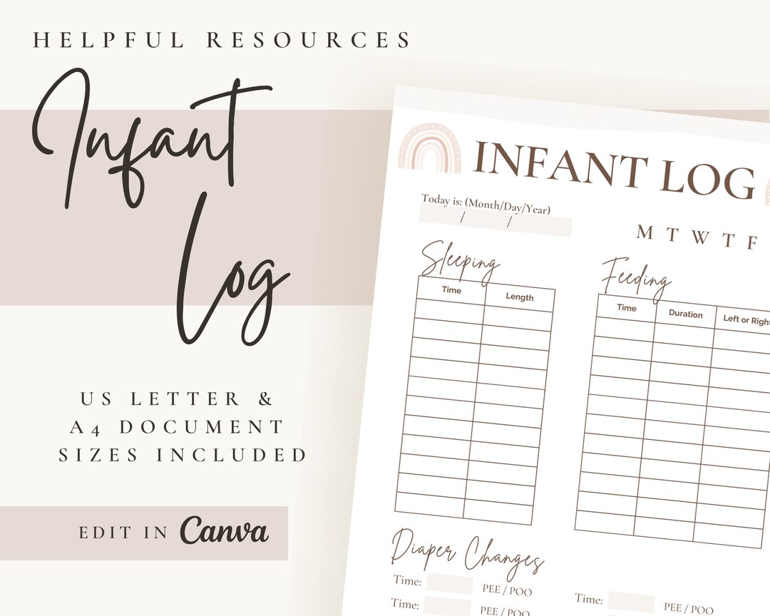 Minimalist Infant Log | Baby | Sleep | Feeding | Diaper Changes ...