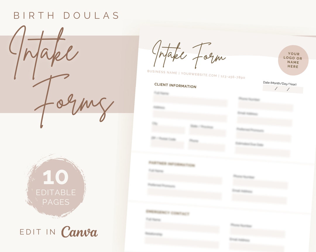 Birth Doula Intake Forms | Editable Template | Printable | Instant ...