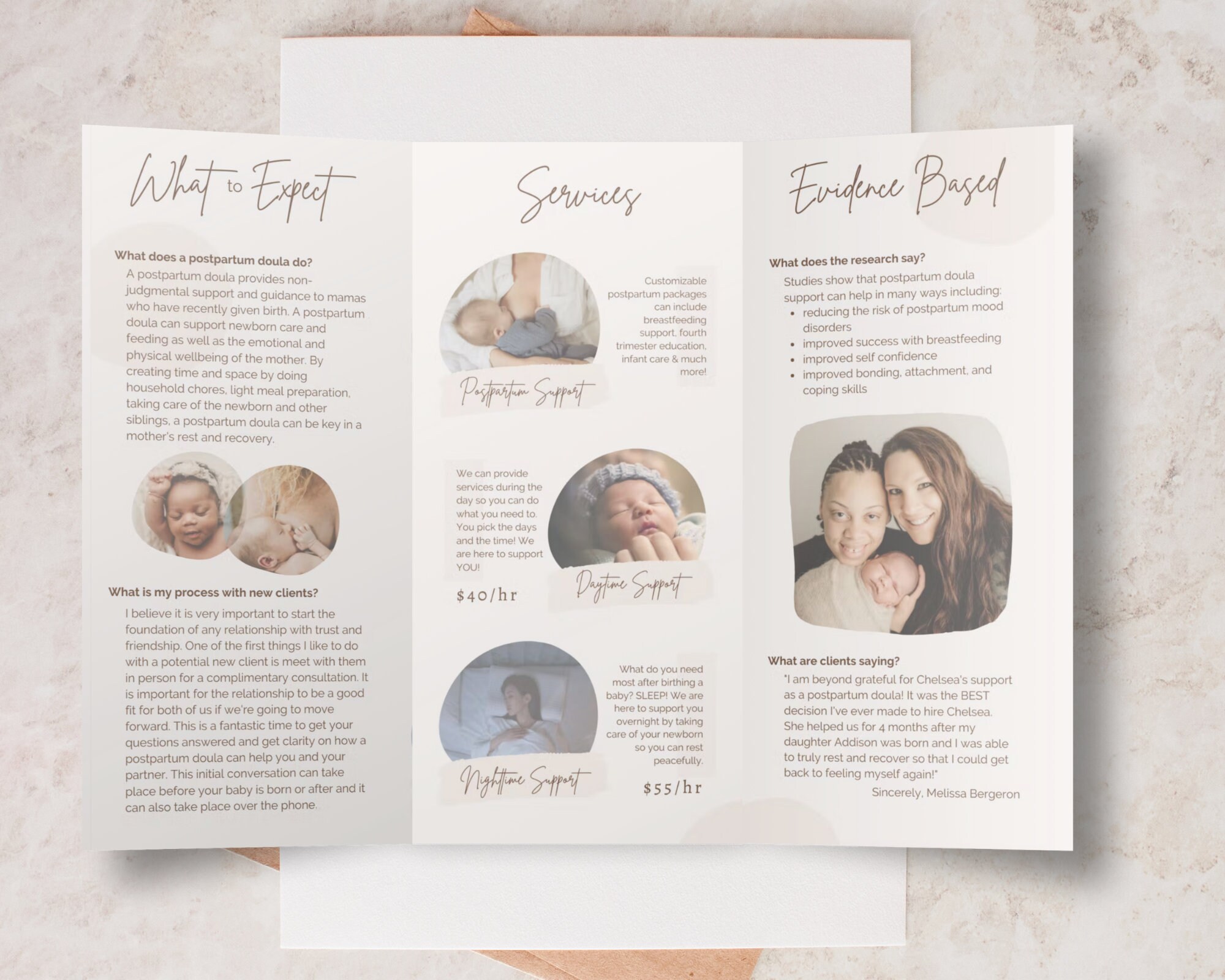 Postpartum Doula Tri-fold Brochure | Double Sided | Customizable ...