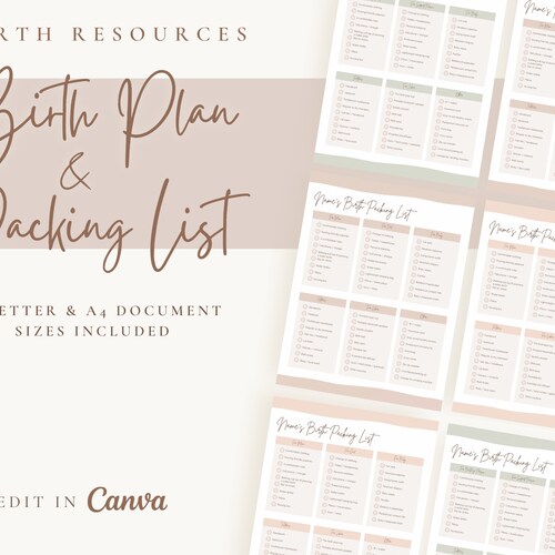 Visual Birth Plan Editable Canva Template Labor and Delivery - Etsy