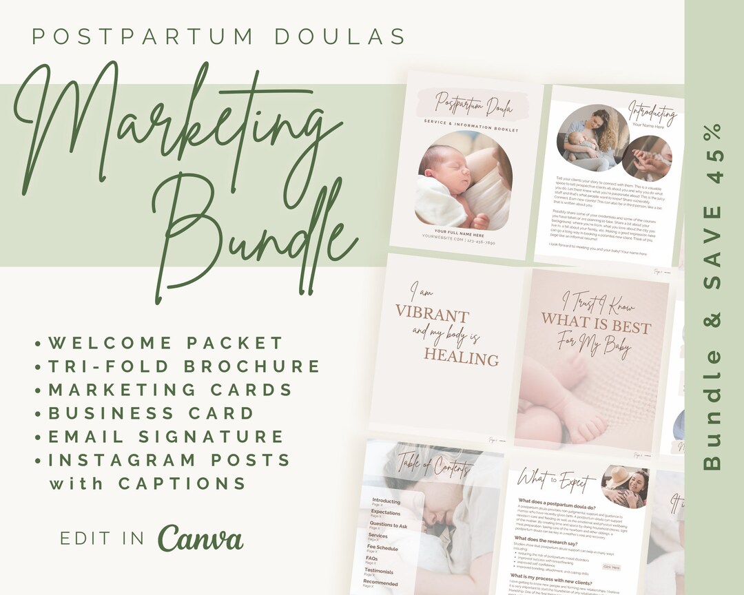 Postpartum Doula Marketing Bundle | Welcome Packet | Tri-fold Brochure ...