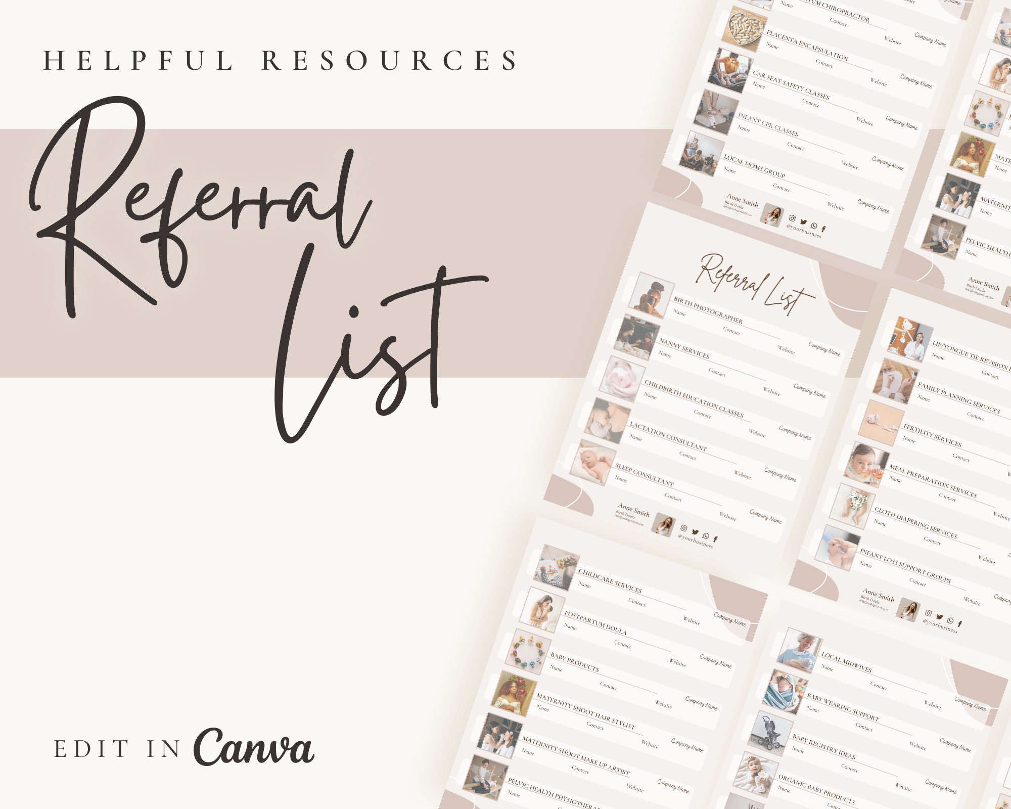 Referral List | Editable Canva Templates | Minimalist Design | Birth ...