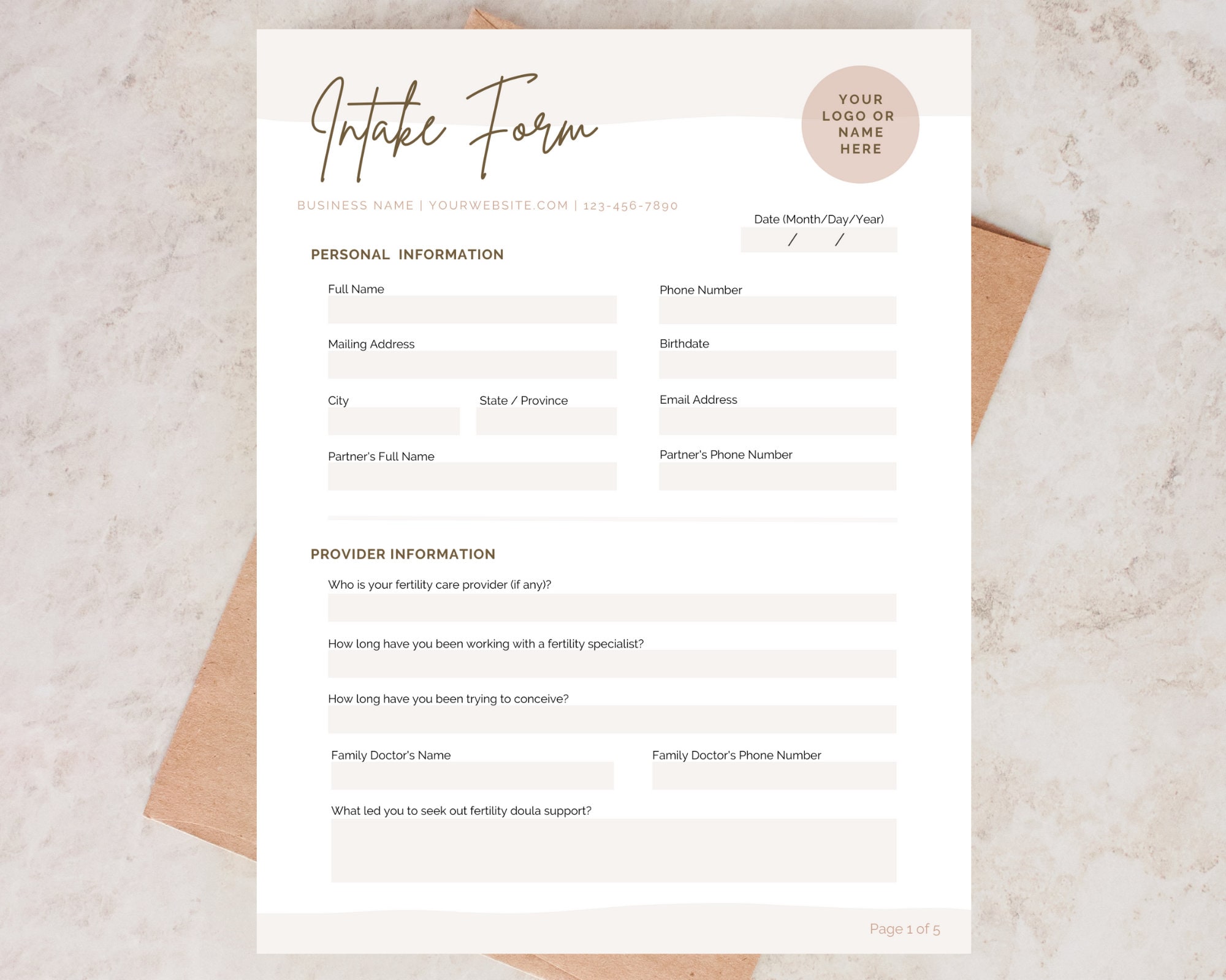 Fertility Doula Intake Form Fertility Specialist - Etsy