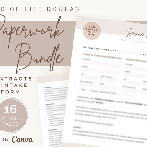 End of Life Doula Contracts and Intake Forms Invoice and - Etsy