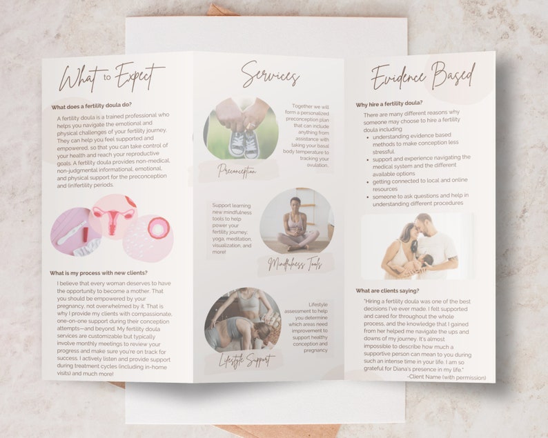 Fertility Doula Tri-fold Brochure | Double Sided | Customizable ...