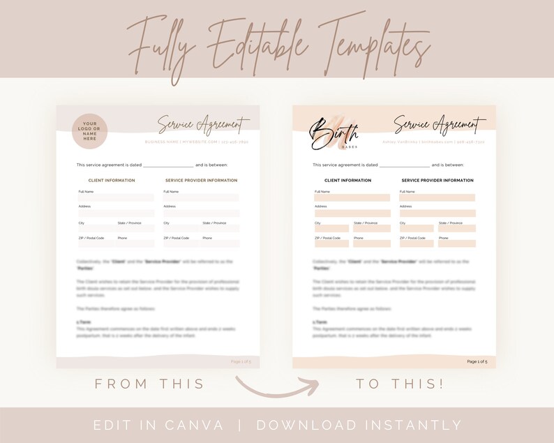 Birth Photography Intake Forms Editable Canva Template Printable ...