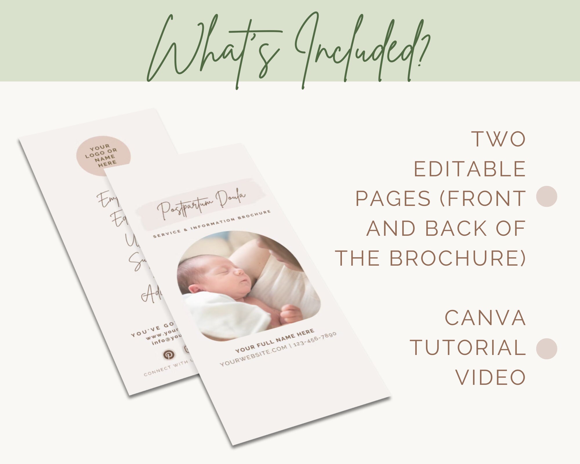 Postpartum Doula Tri-fold Brochure | Double Sided | Customizable ...