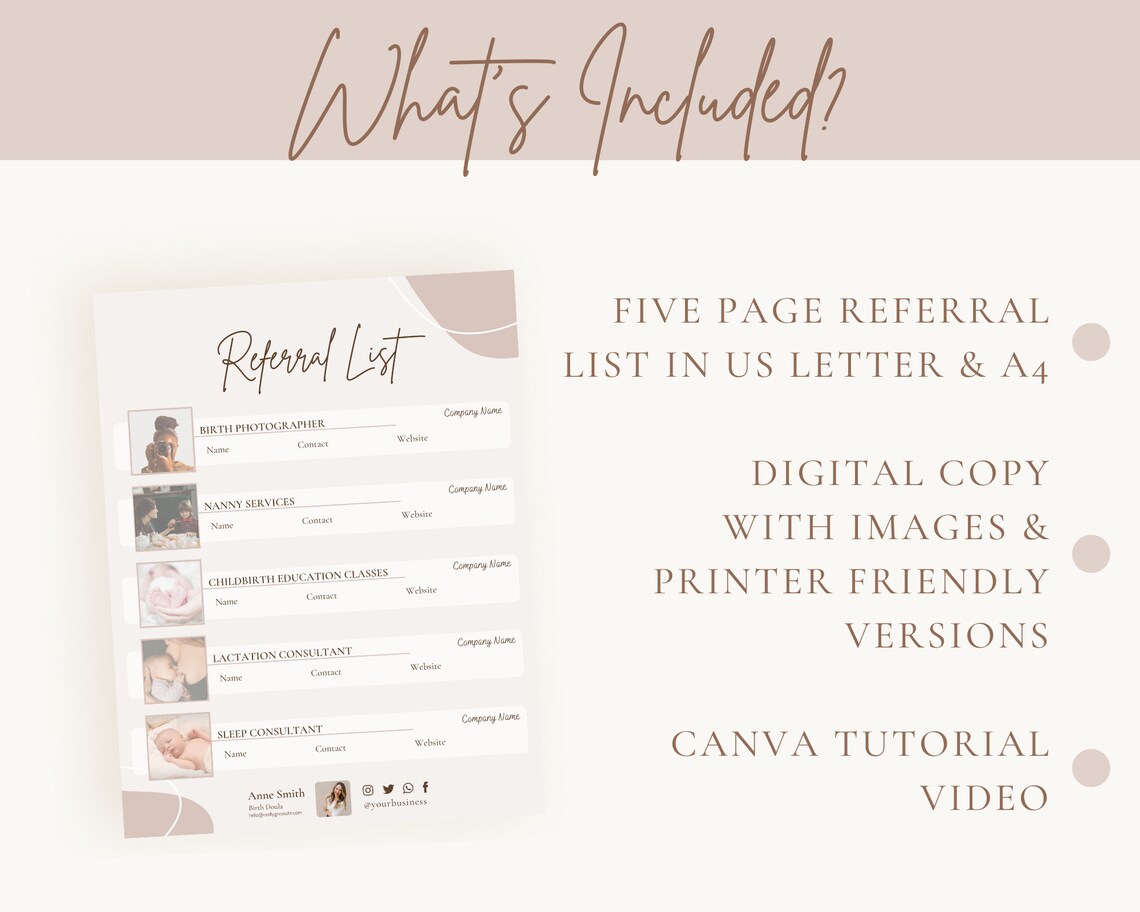 Referral List Editable Canva Templates Minimalist Design - Etsy