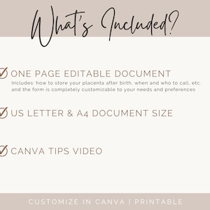 Placenta Encapsulation Preparation Instruction Sheet | Editable Canva Handout | Birth Bag Note ...