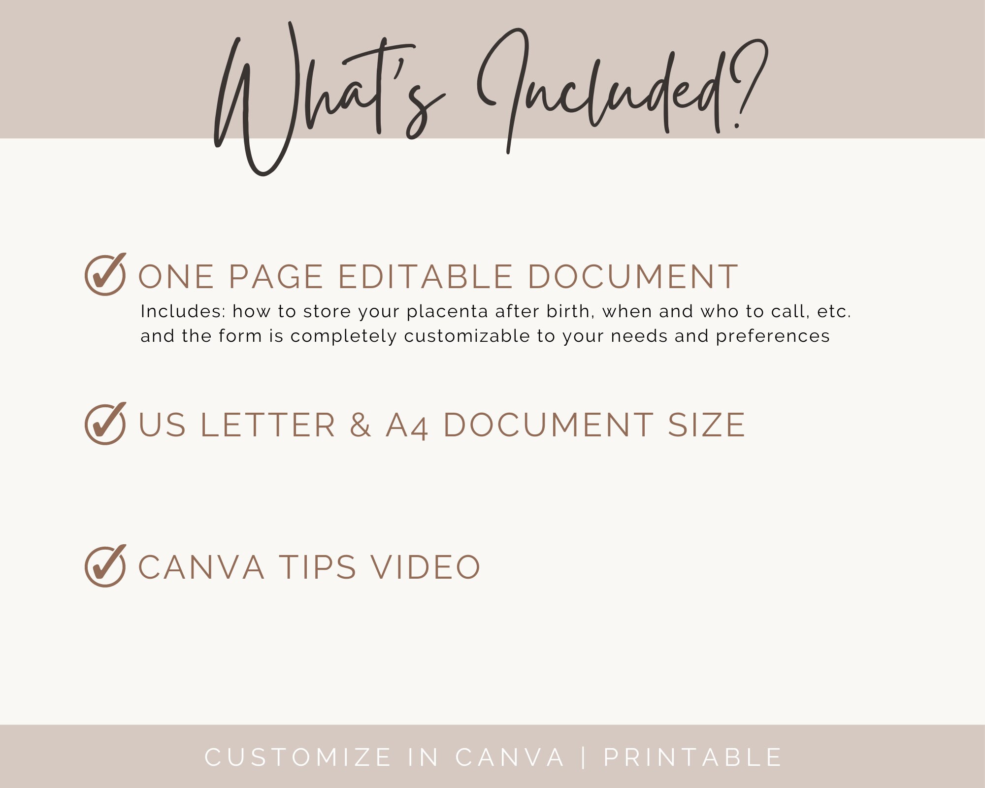 Placenta Encapsulation Preparation Instruction Sheet | Editable Canva ...