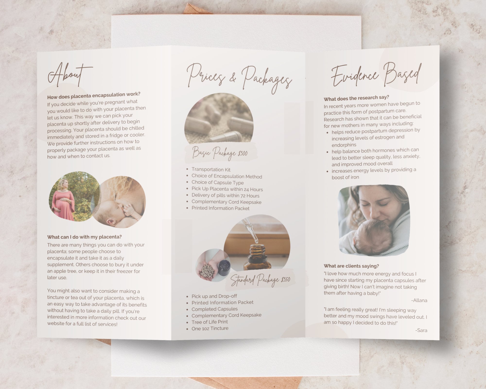 Placenta Encapsulation Trifold Brochure | Placenta Services | Editable ...