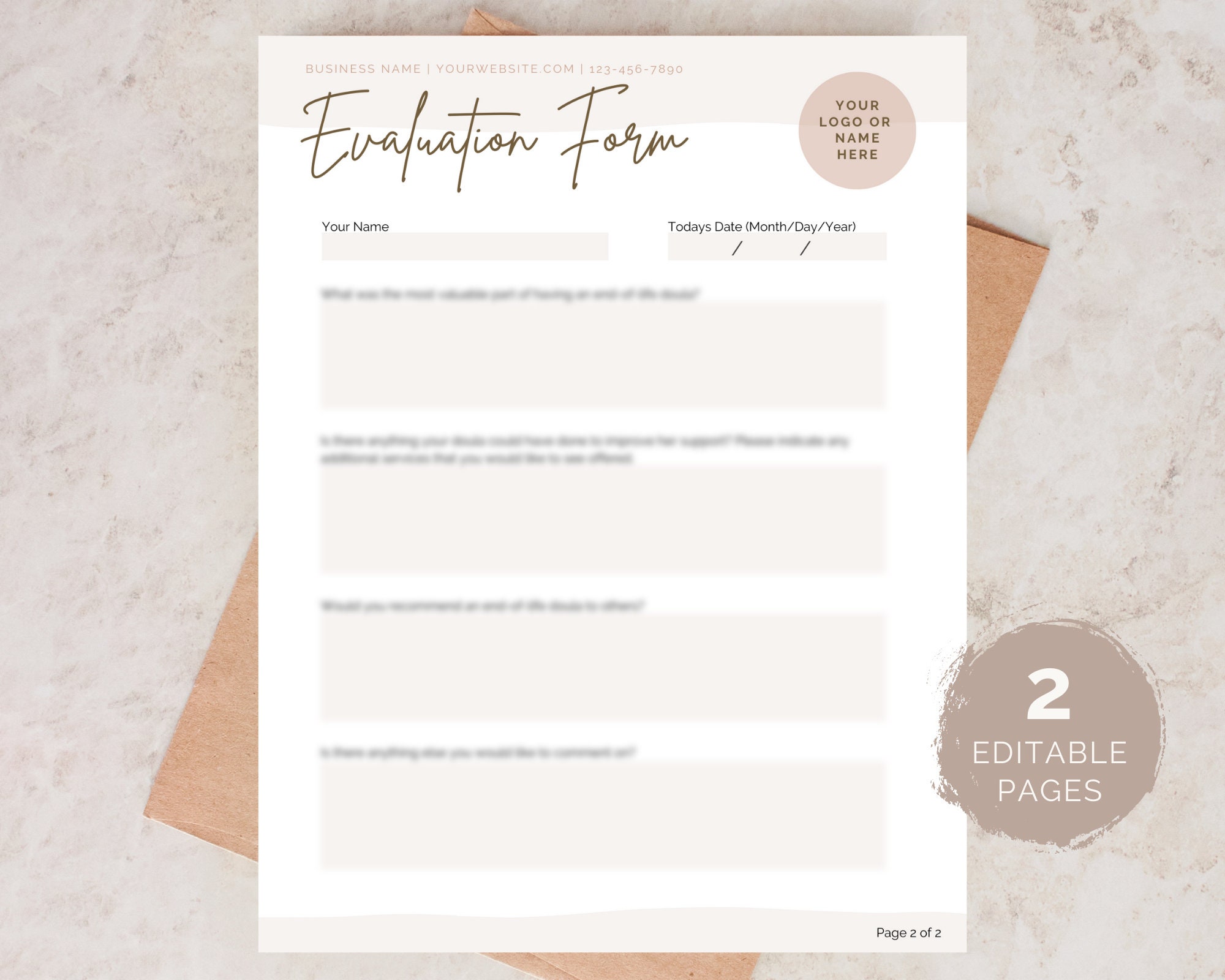 End-of-life Doula Evaluation Form | Editable Canva Template | Printable ...