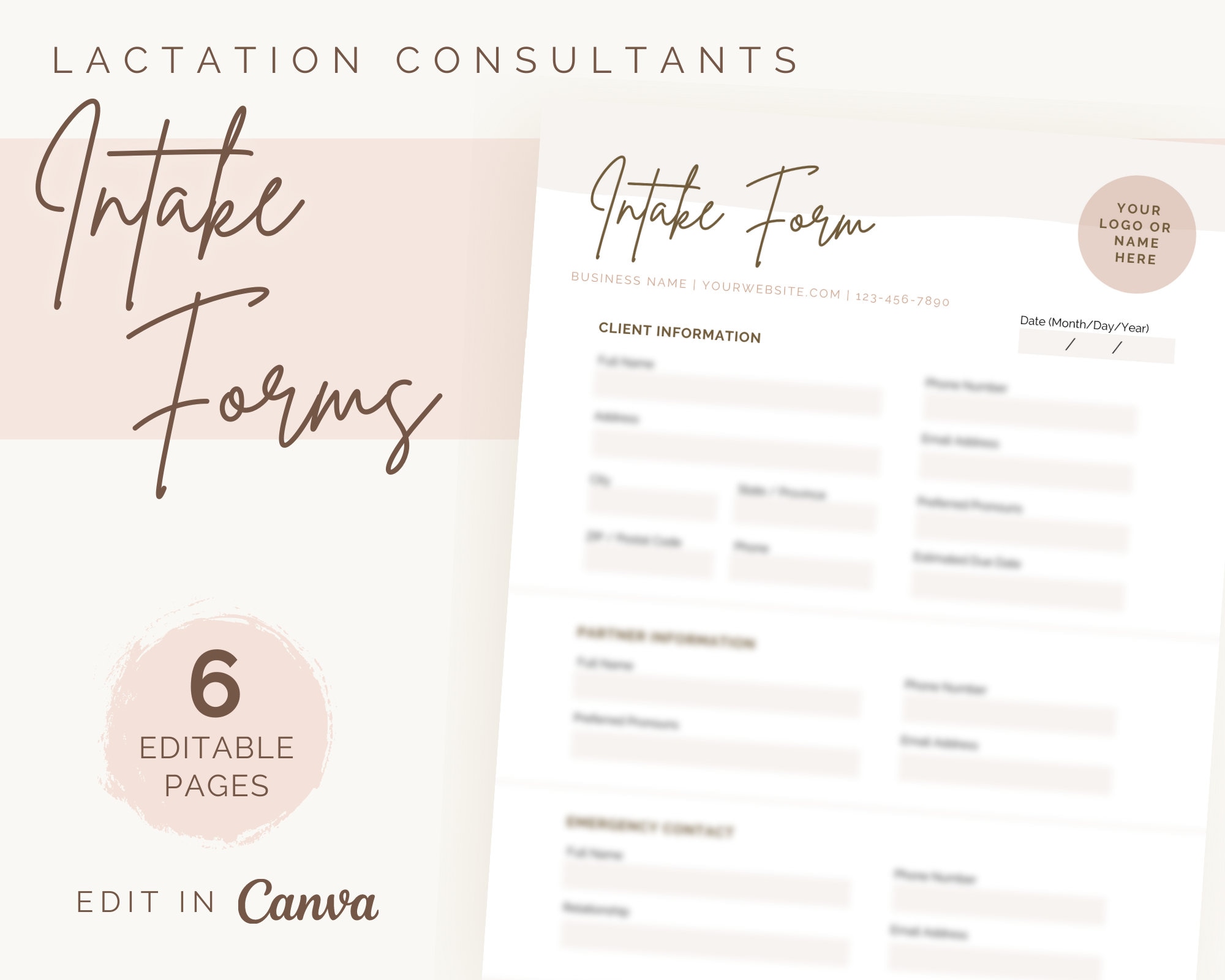 Lactation Consultant / Breastfeeding Counsellor Intake Forms | Editable ...