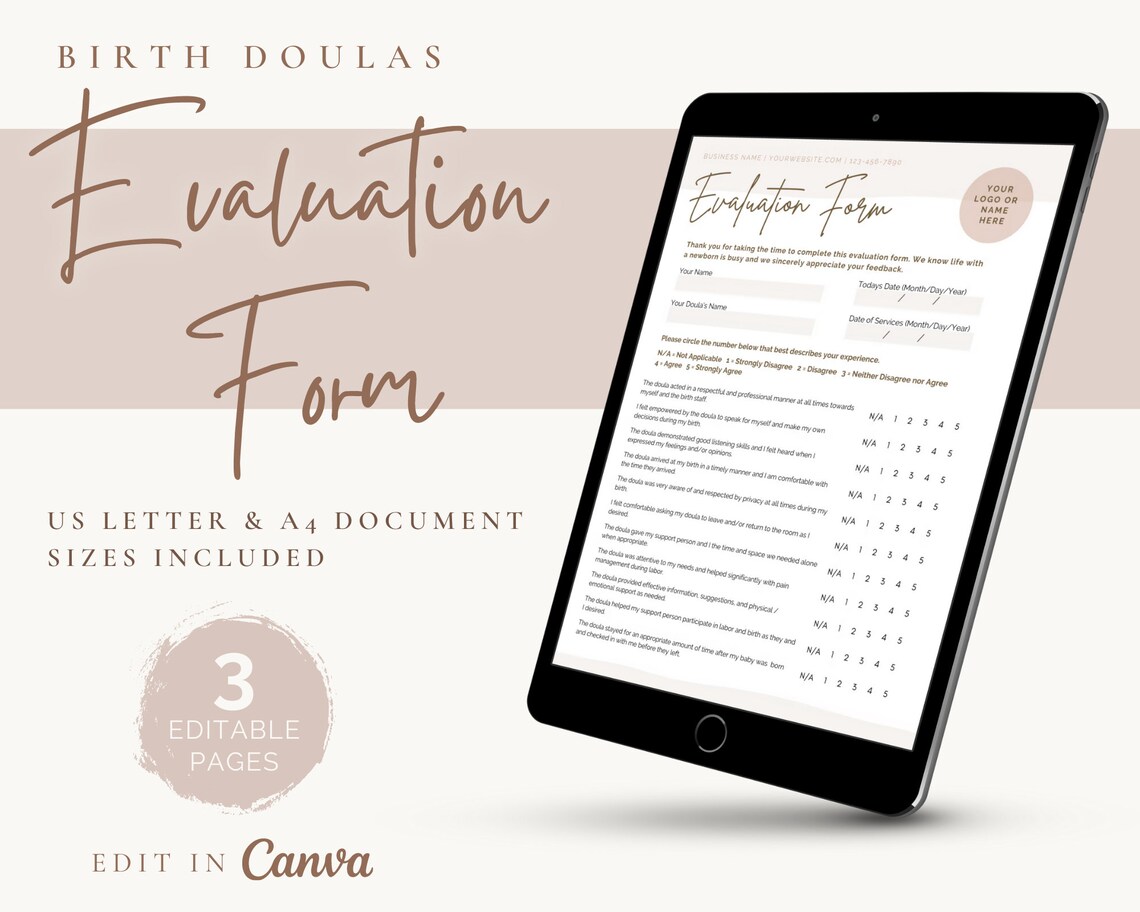 Birth Doula Evaluation Form | Birth Reflection | Editable Template ...