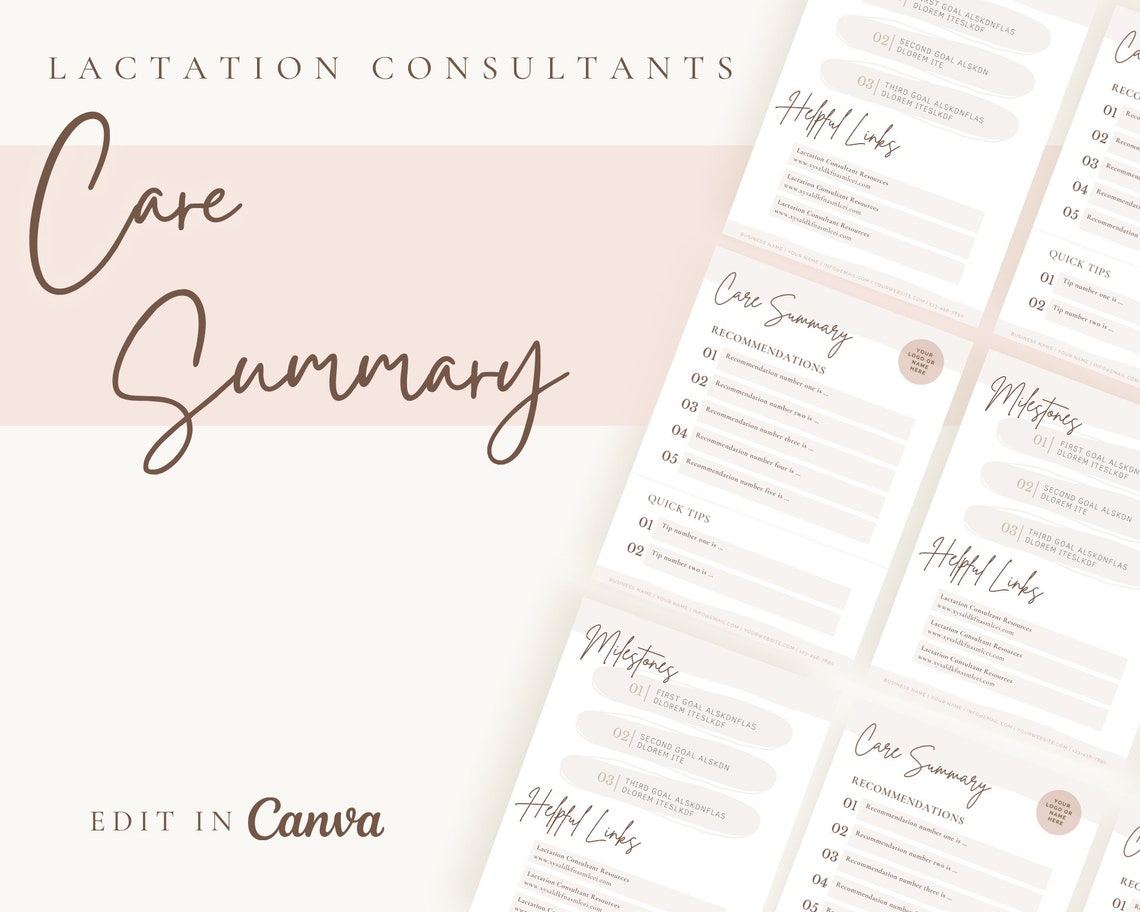 Lactation Consultant Breastfeeding Counsellor Care Summary Etsy