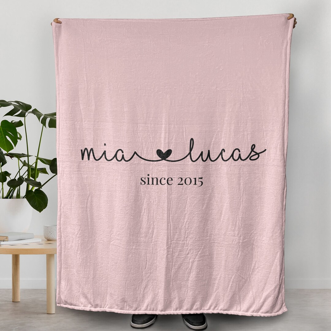 Custom Couple Name and Date Blanket, Super Soft Minimal Throw Custom ...