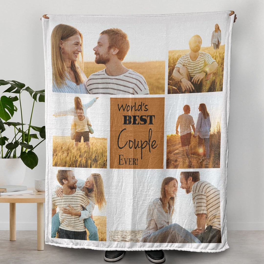 Custom Photo Blanket for Couples, Worlds Best Couple Ever Newlywed Gift ...