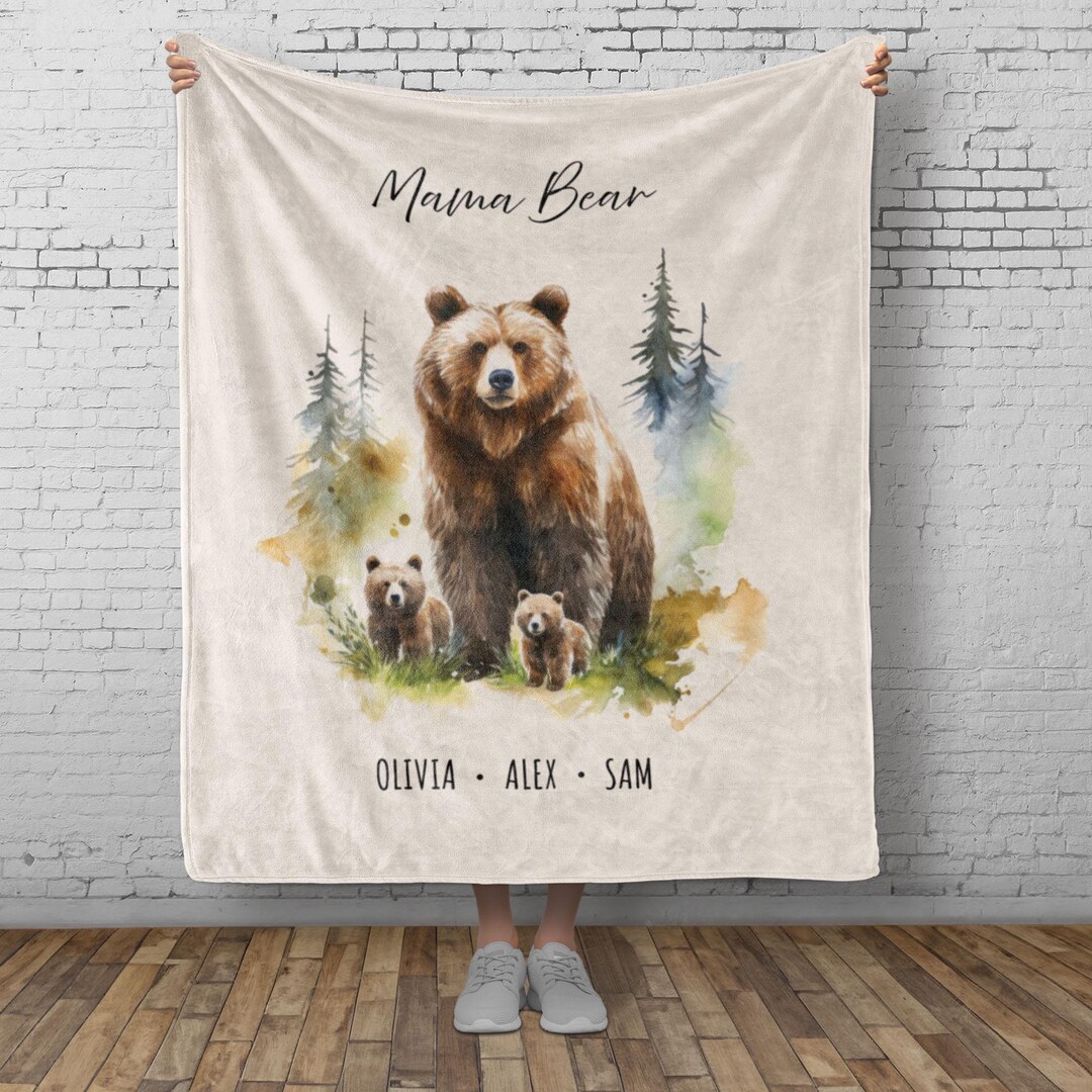 Mama Bear Personalized Blanket Custom Name, Meaningful Mother's Day ...