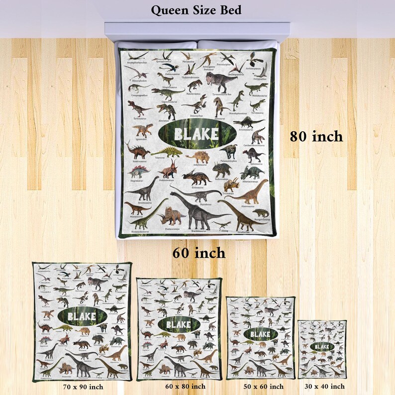Personalized Dinosaur Blanket With Custom Name, Gentle Super Soft Kids ...
