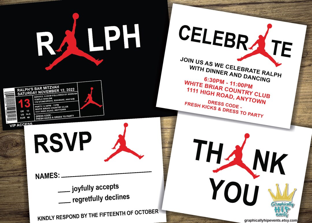 Bar Mitzvah DIGITAL Invitation - RSVP Insert Thank You Sneaker Shoebox ...