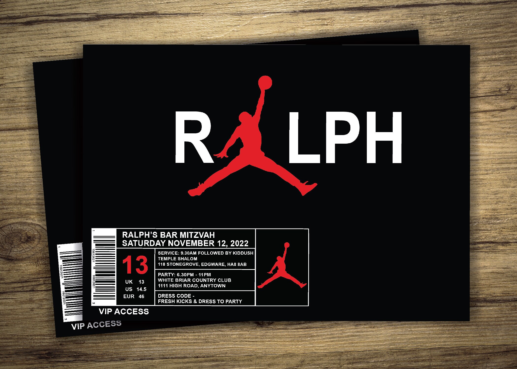 Bar Mitzvah DIGITAL Invitation - RSVP Insert Thank You Sneaker Shoebox ...