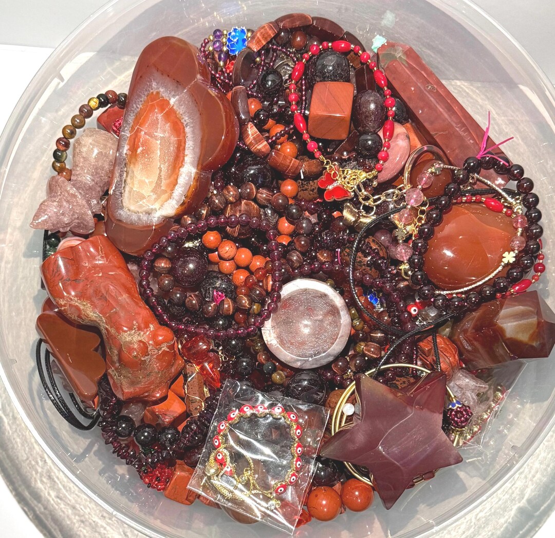 Shadowed Phoenix Crystal Confetti Scoop: Red Agate, Jasper, Quartz - Etsy