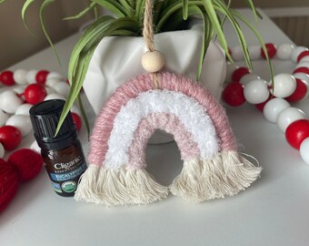 Custom Macrame Rainbow Car Charm Essential Oil Diffuser Boho - Etsy