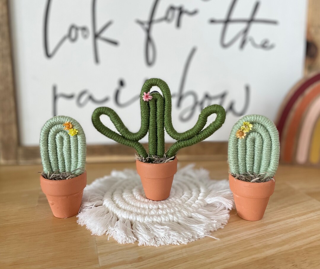 Macrame Cactus Minis, Mini Macrame Plant, Macrame Succulent, Small ...