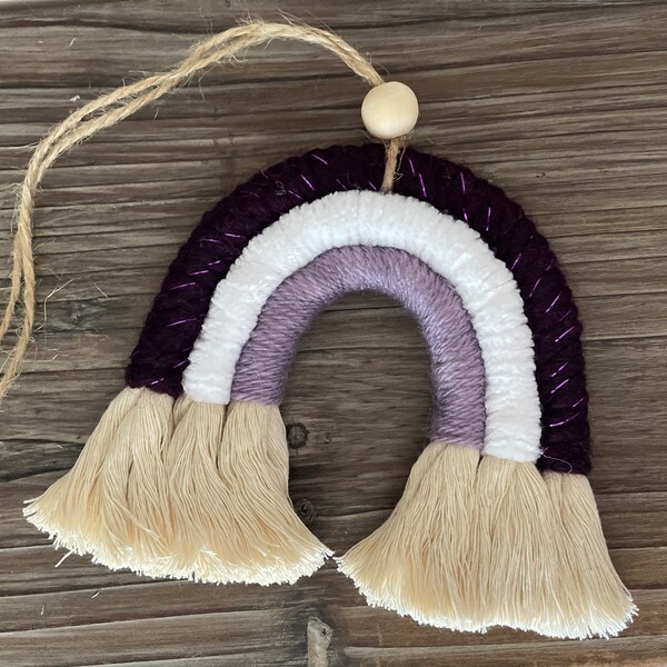 Rainbow Macrame Car Charm - Etsy