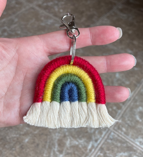 Macrame Rainbow Keychain in Rainbow Colors Boho Rainbow - Etsy