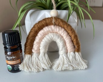 Custom Macrame Rainbow Car Charm Essential Oil Diffuser Boho - Etsy