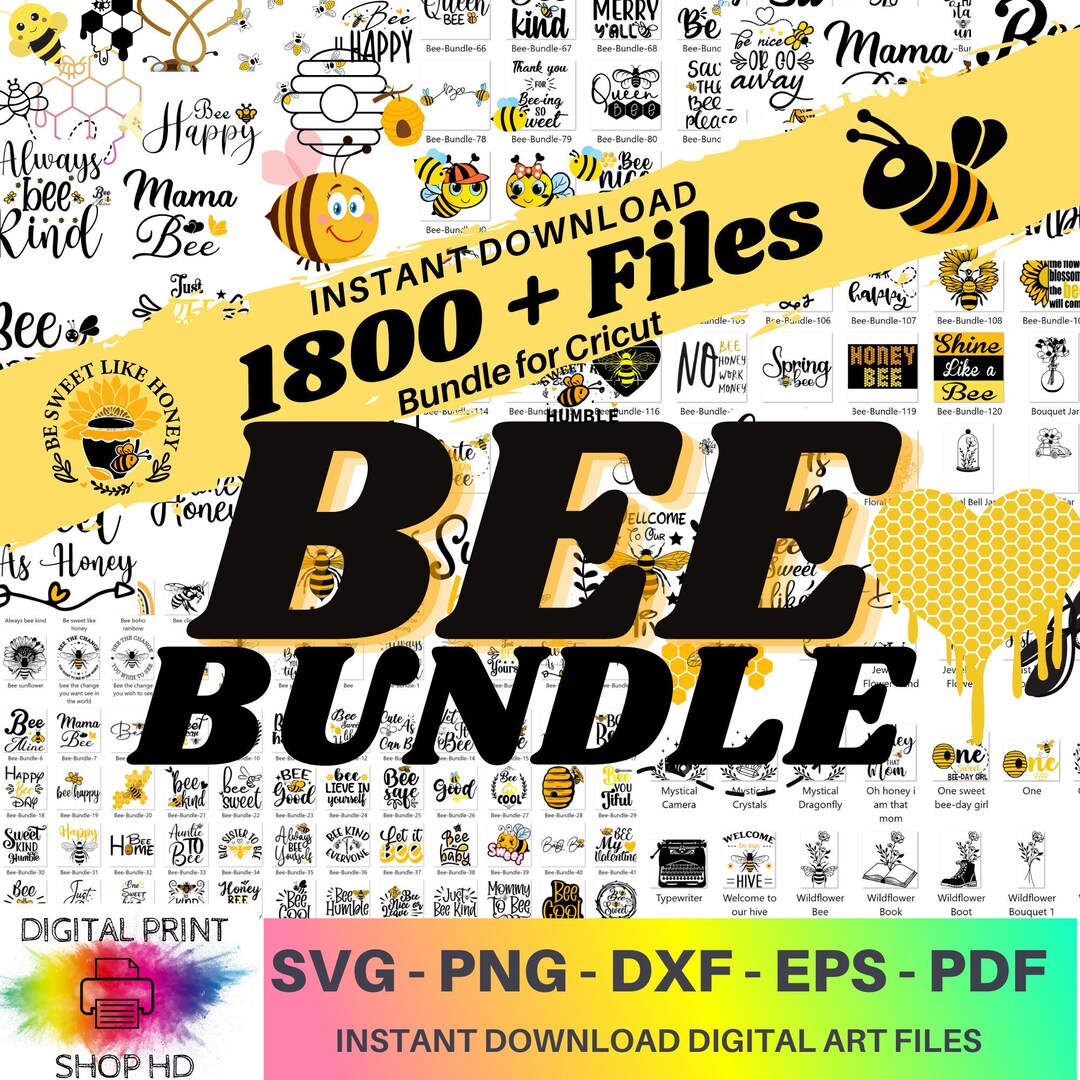 Bee SVG Bundle, Bumble Bee Svg, Honey Bee Svg, Bee PNG, Bee Kind Svg ...