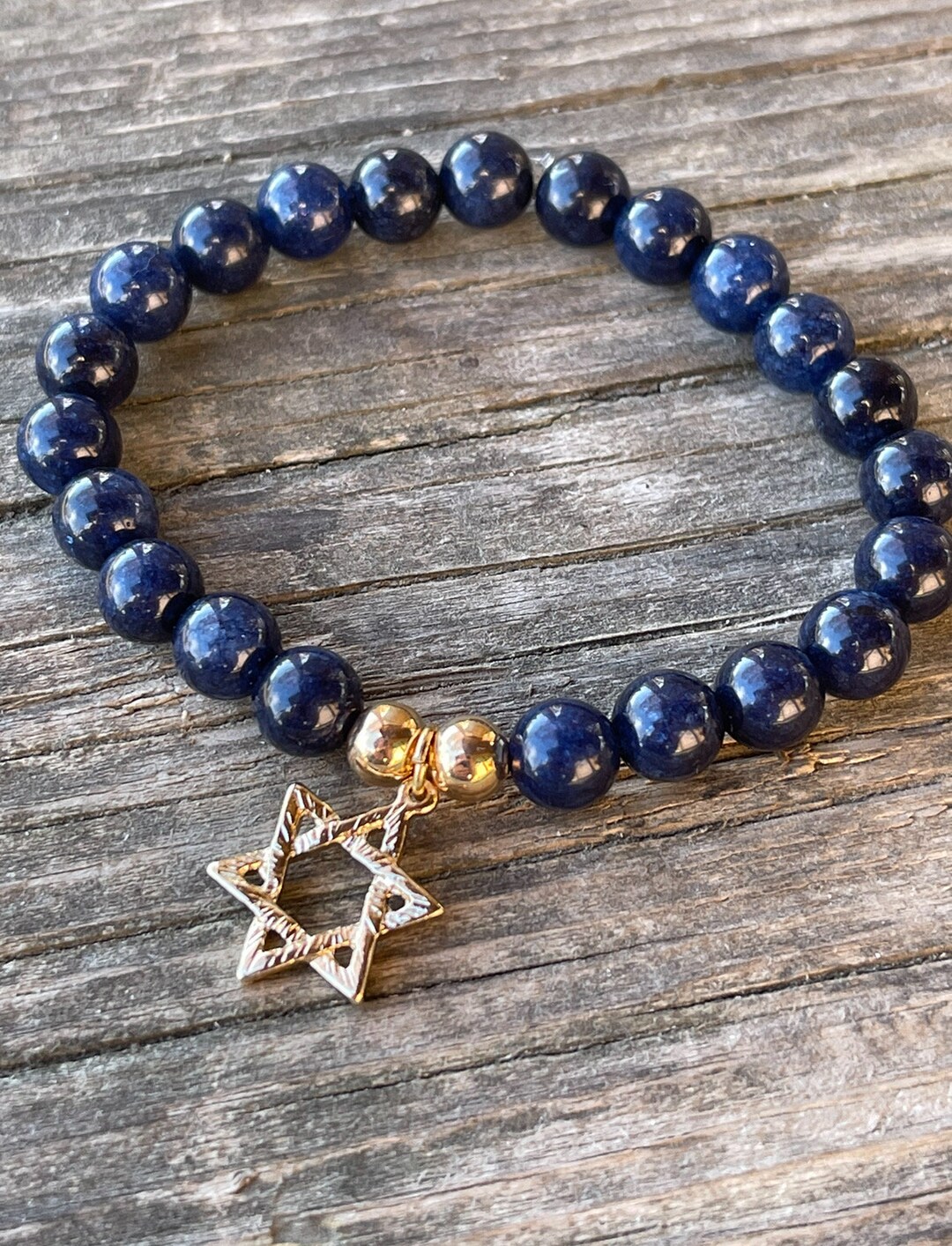 Israel Beaded Bracelet With Gold Star of David - Etsy