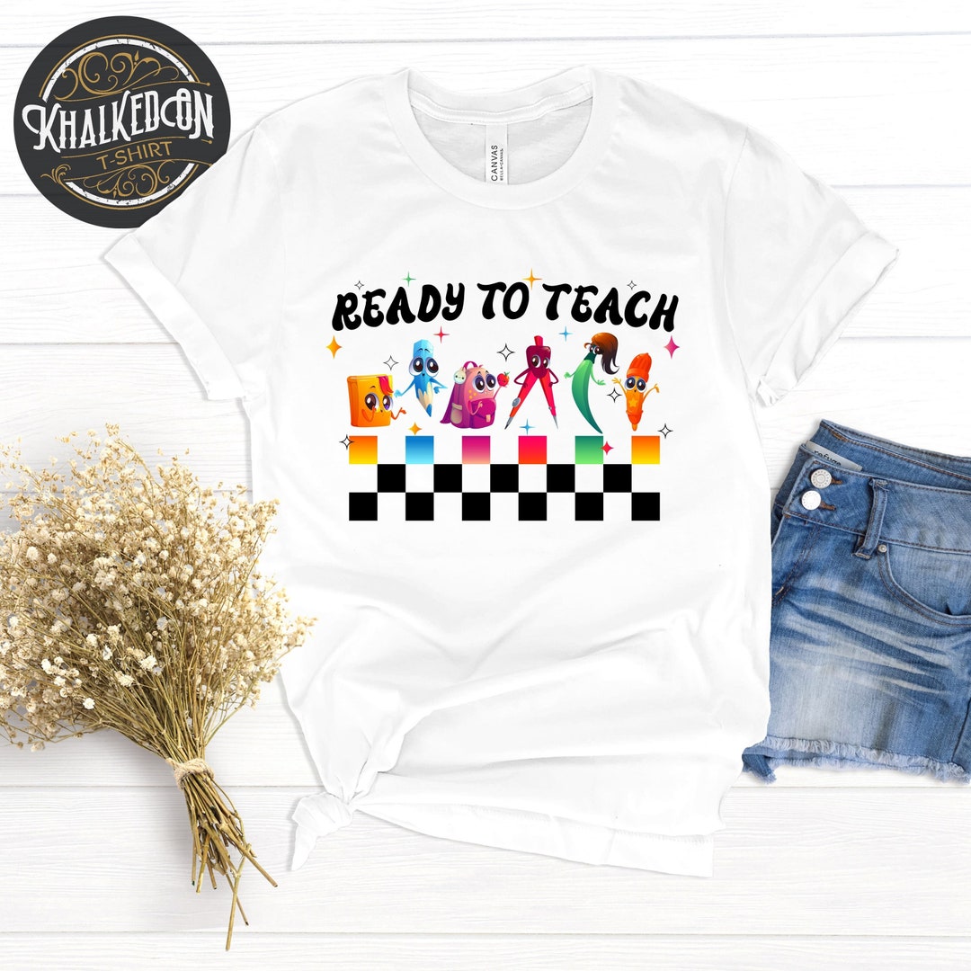 Retro Ready to Teach Checkered Teacher Shirt, Retro Teacher Shirt ...