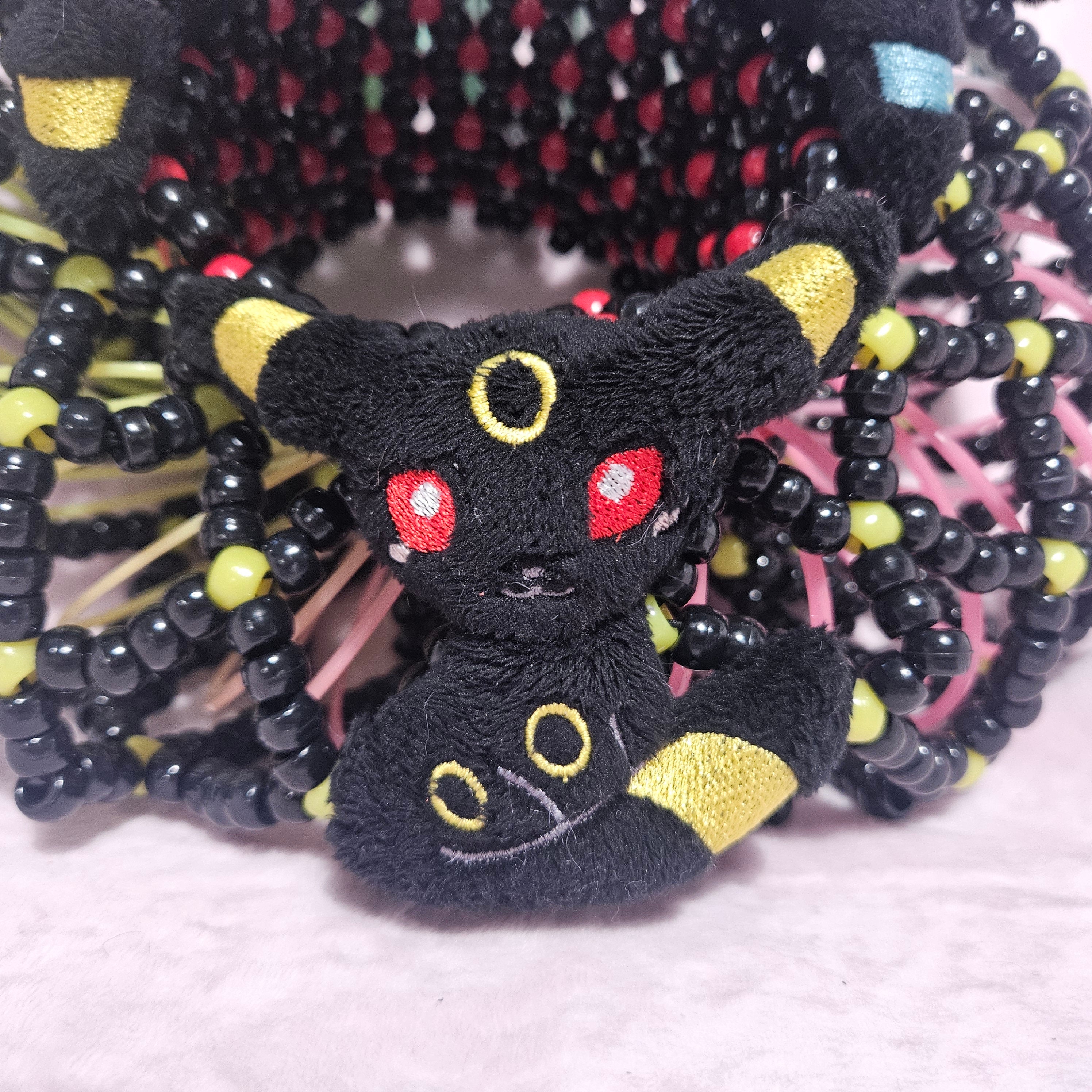 Umbreon Pokemon Inspired Kandi Slinky Cuff Bracelet With Plushie Charms ...