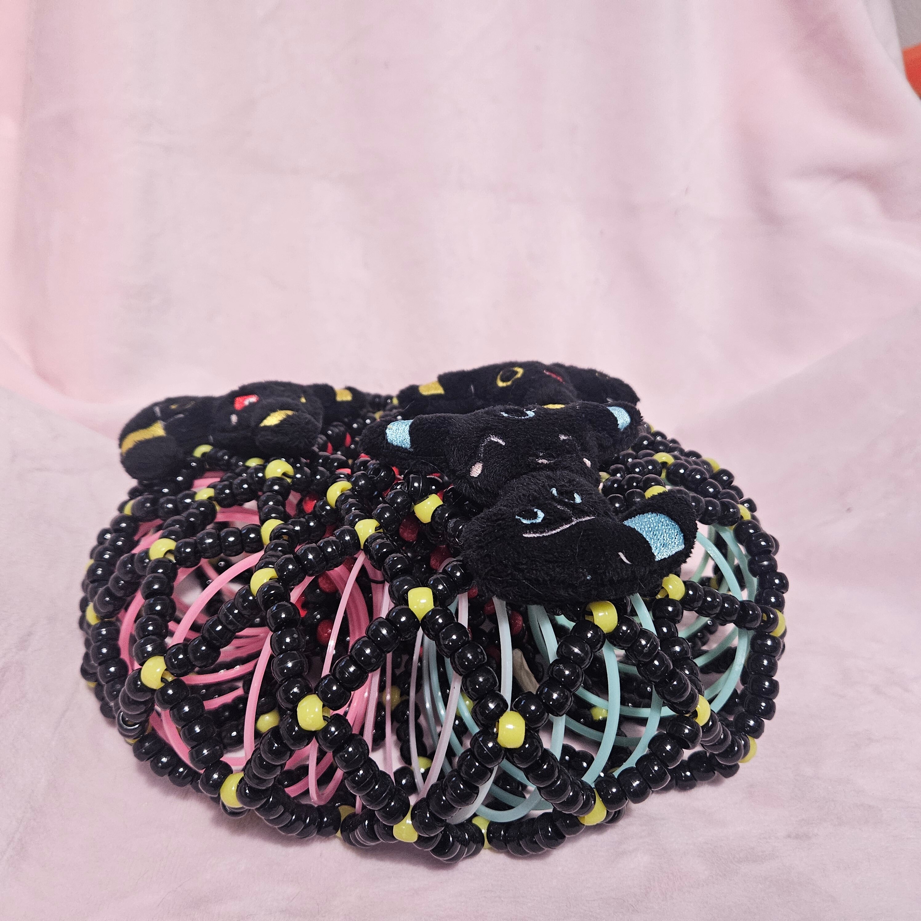 Umbreon Pokemon Inspired Kandi Slinky Cuff Bracelet With Plushie Charms ...