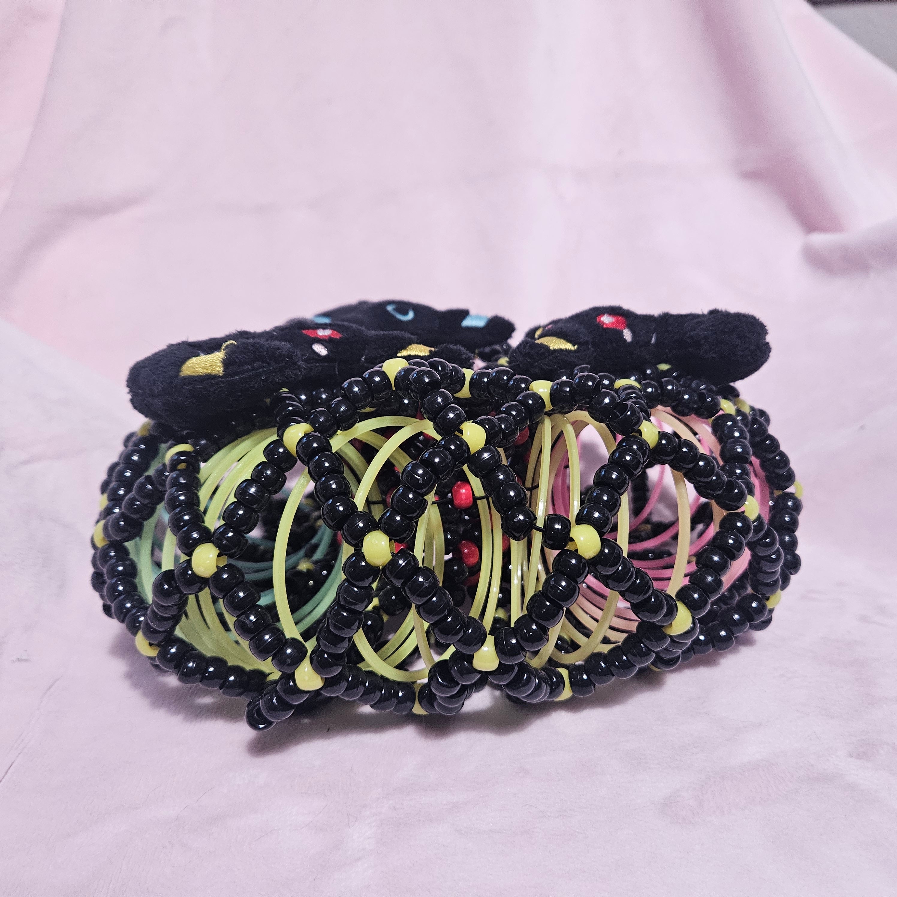 Umbreon Pokemon Inspired Kandi Slinky Cuff Bracelet With Plushie Charms ...