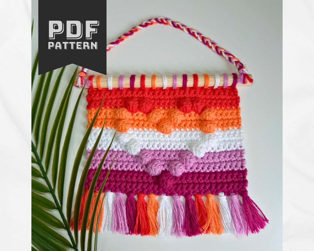 Lesbian Pride Flag Crochet Pattern PDF, Mini Heart Tapestry Chart ...