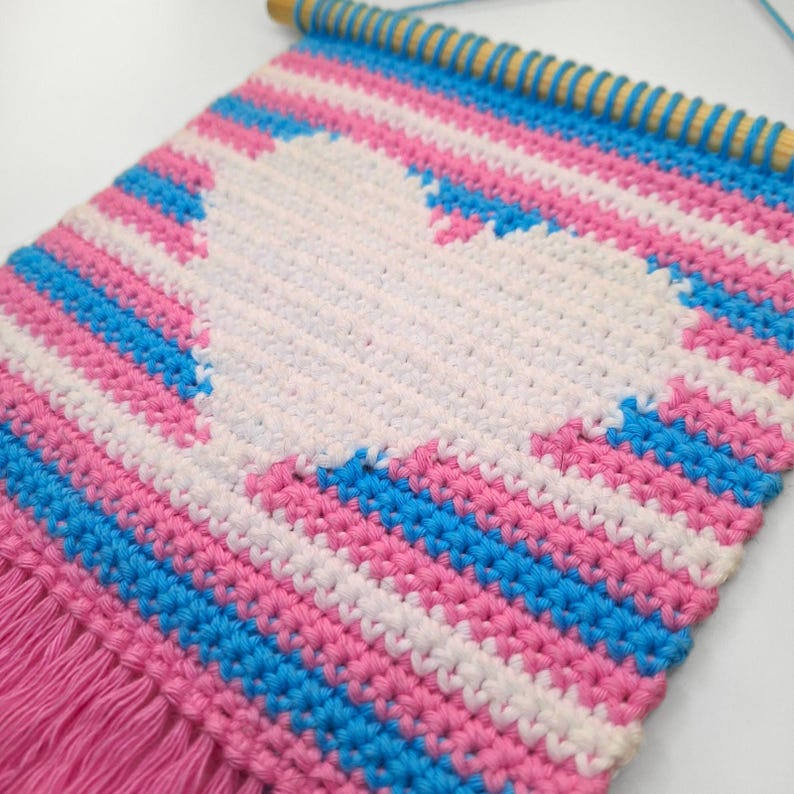 Trans Pride Crochet Tapestry Pattern, LGBTQ+ Love Heart Wall Hanging ...