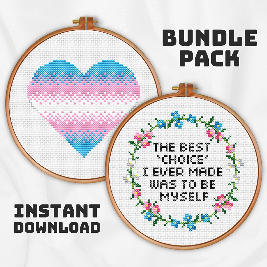 Trans Pride Flag Bundle Cross Stitch Patterns, LGBTQ PDF Pack of 2 - Etsy