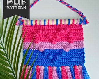 Crochet Pride Pattern Lgbtq Queer Lesbian Bisexual Flag Wall Hanging ...