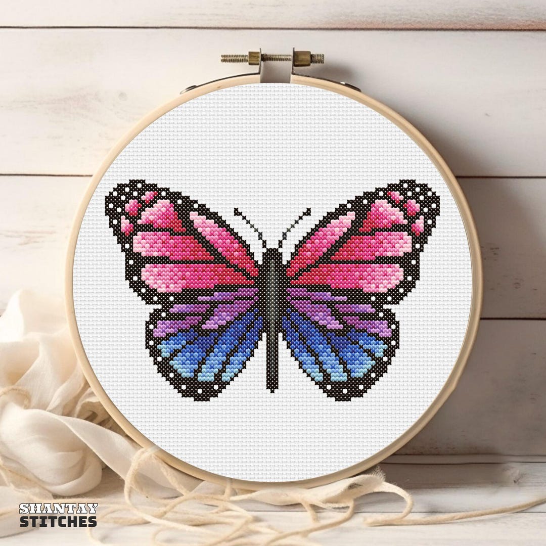 Bisexual Pride Butterfly Needlepoint Pattern: LGBTQ+ Cross Stitch (PDF ...