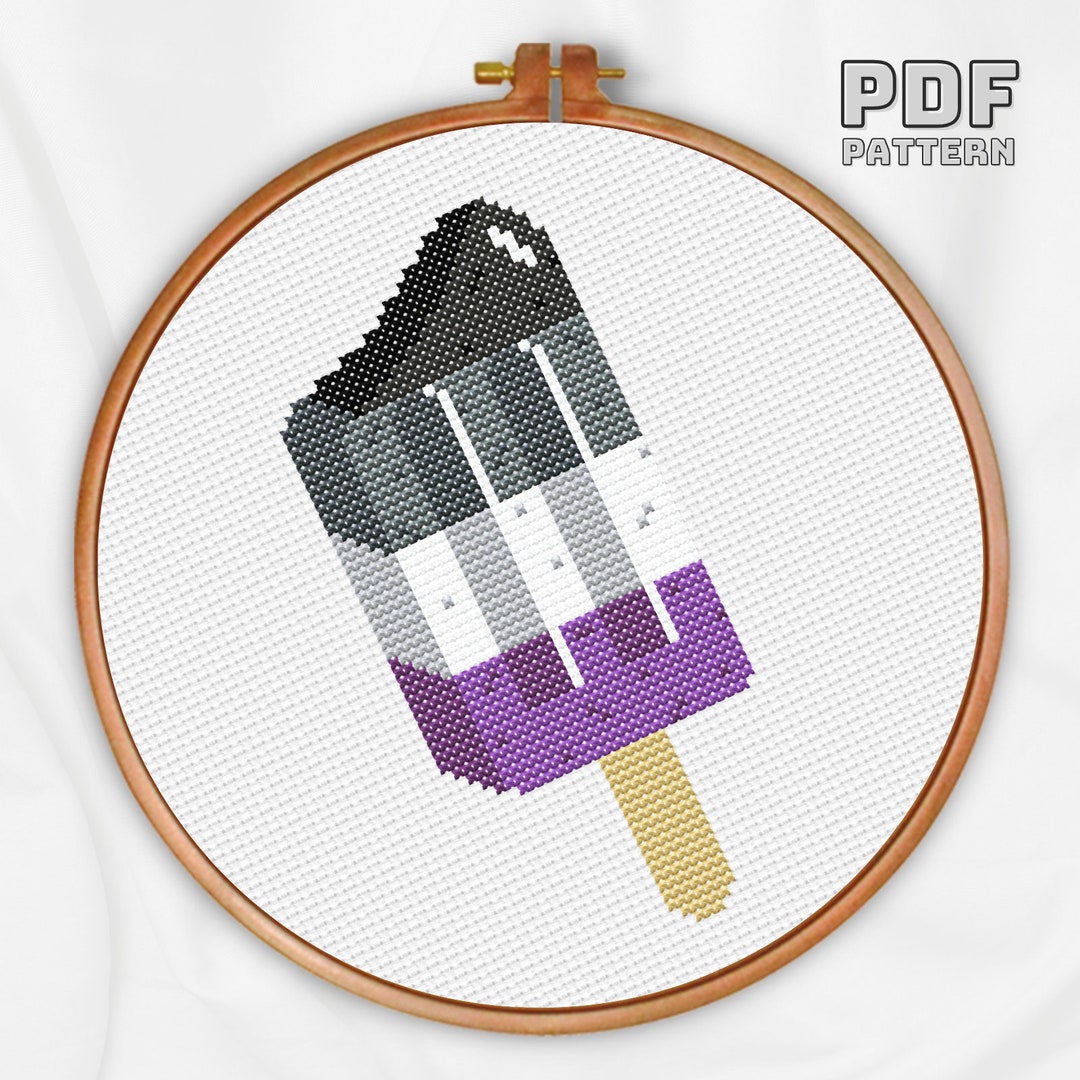 Ace Pride Popsicle Cross Stitch Pattern, Easy LGBTQ Needlepoint PDF ...