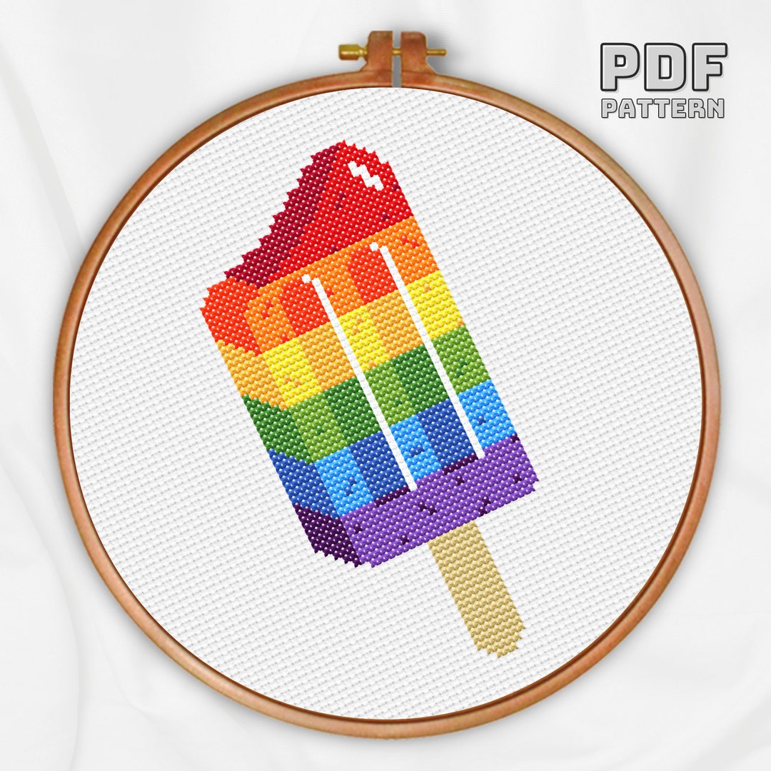 Gay Pride Popsicle Cross Stitch Pattern, Easy LGBTQ Needlepoint PDF ...